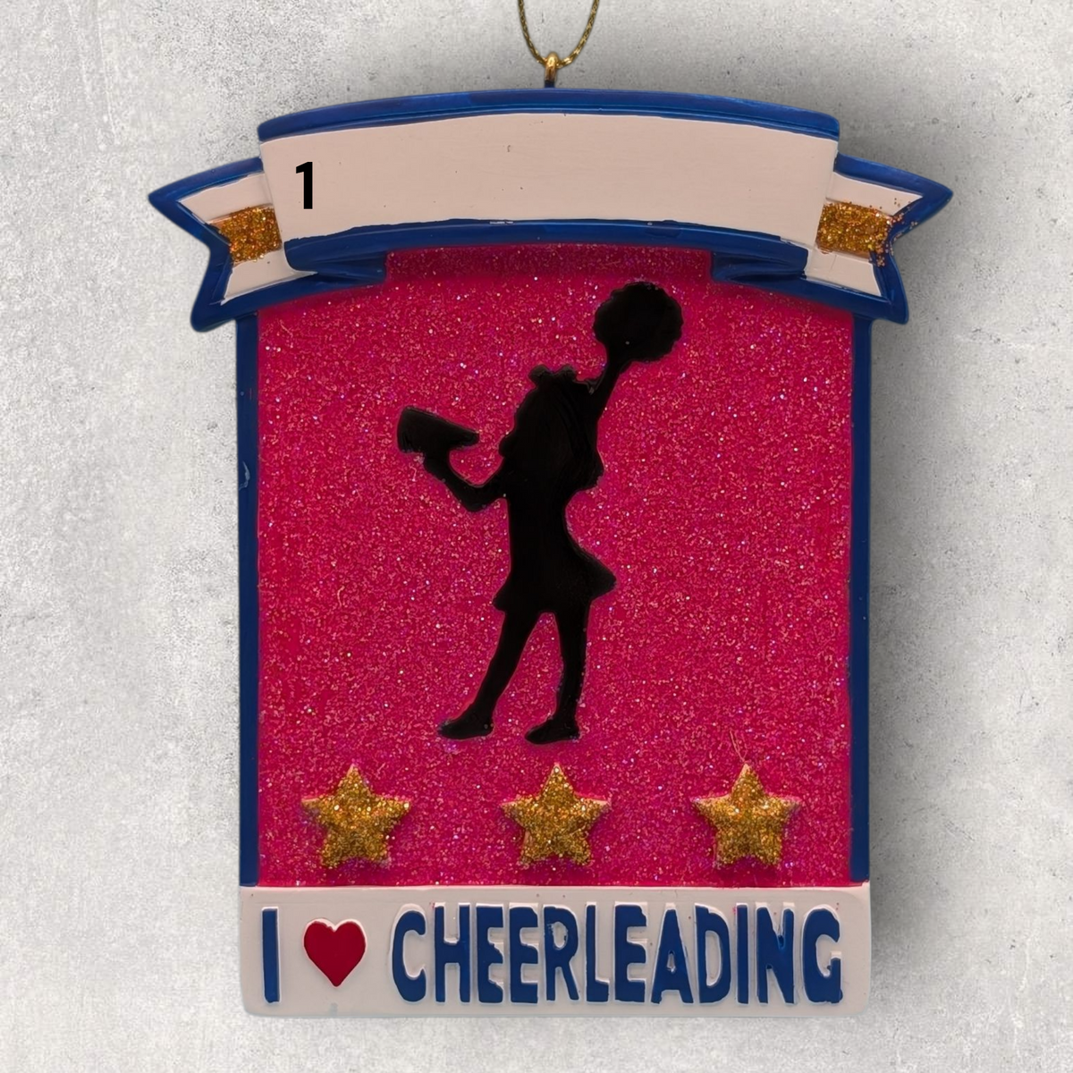 I Love Cheerleading Pink Glitter Ornament - Personalized Cheer Gift ...