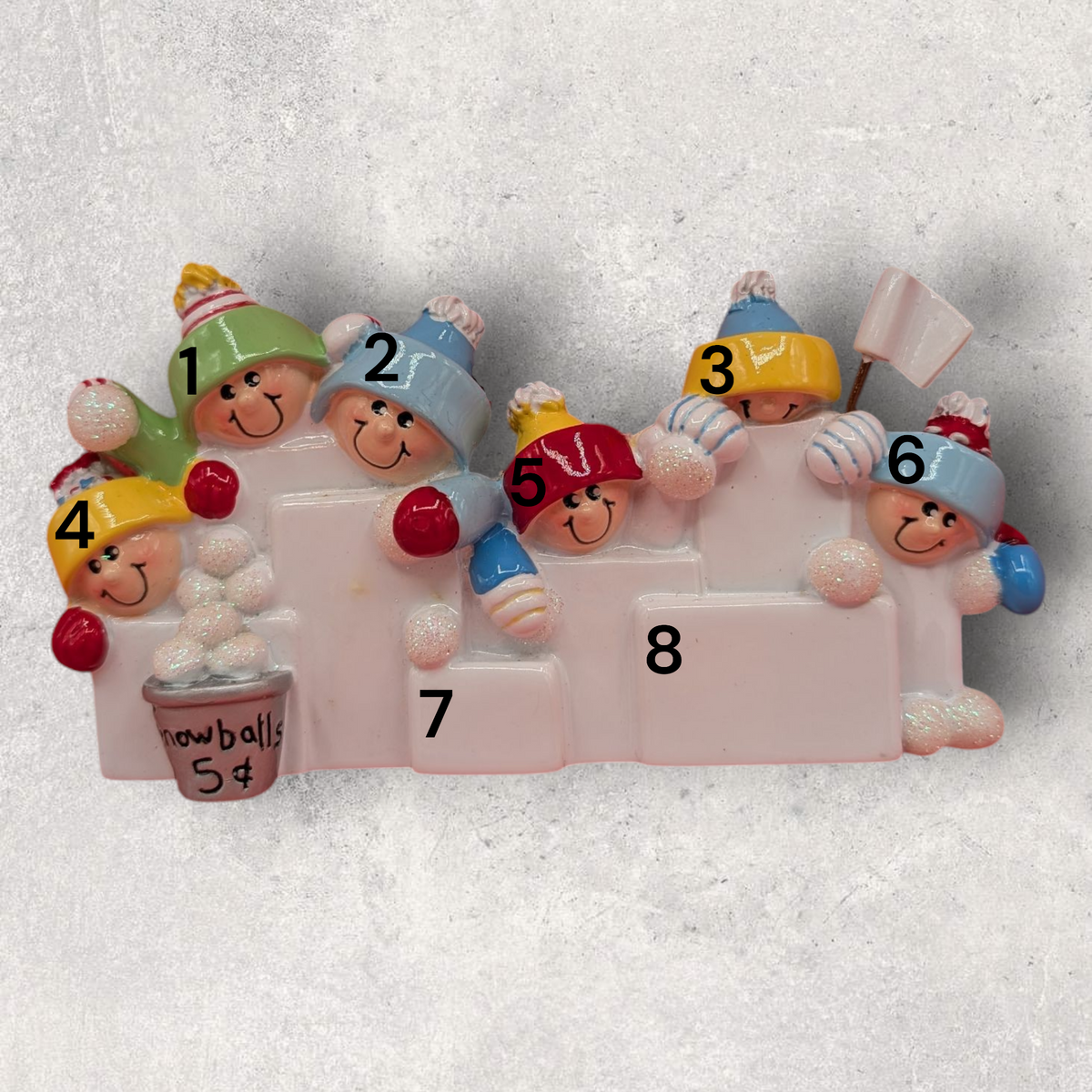 6 Snowball Fight Family Ornament - Personalized Holiday Decor | Wit & Hil